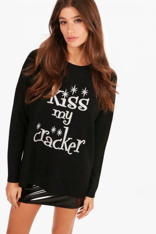 "Kiss my cracker" rude jumper ⋆ Black Christmas jumpers, Boohoo, Funny ...